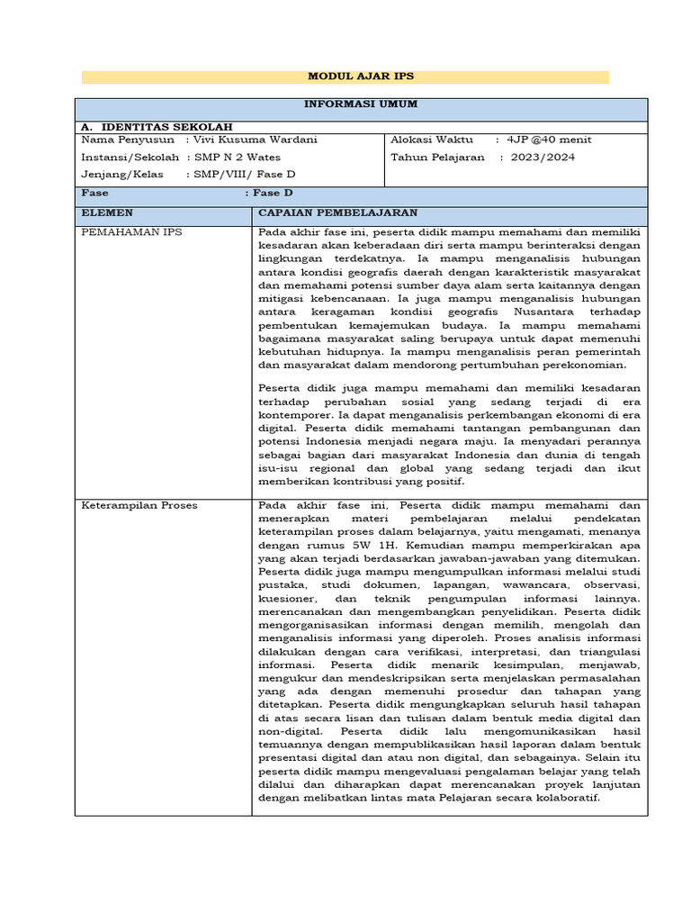 Topik 2. Aksi Nyata - RPP (Modul Ajar) - Vivi Kusuma W | PDF | Karier & Perkembangan
