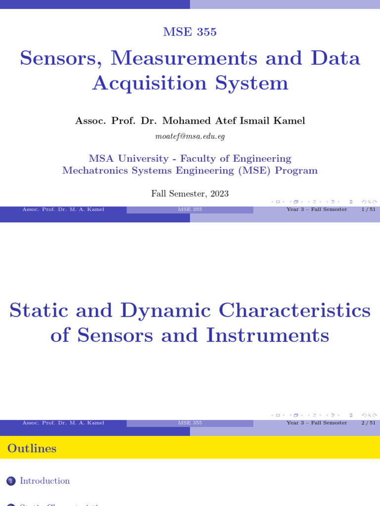 03 - Static and Dynamic Characteristics | PDF | Sensor | Thermometer