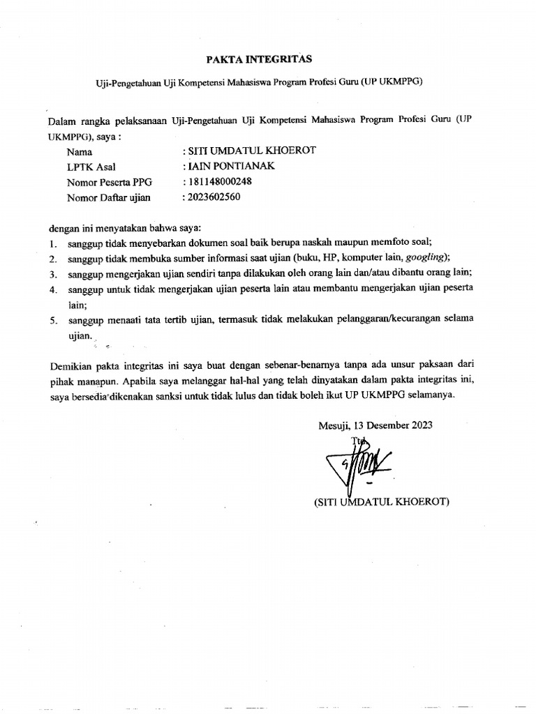 Fakta Integritas 1 | PDF