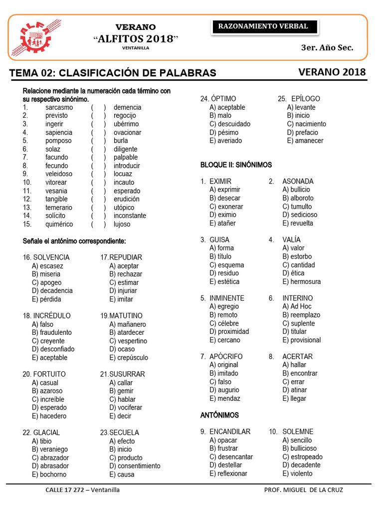 3ERO. 2 Clasificación de Palabras | PDF | Animales y humanos | Ganado
