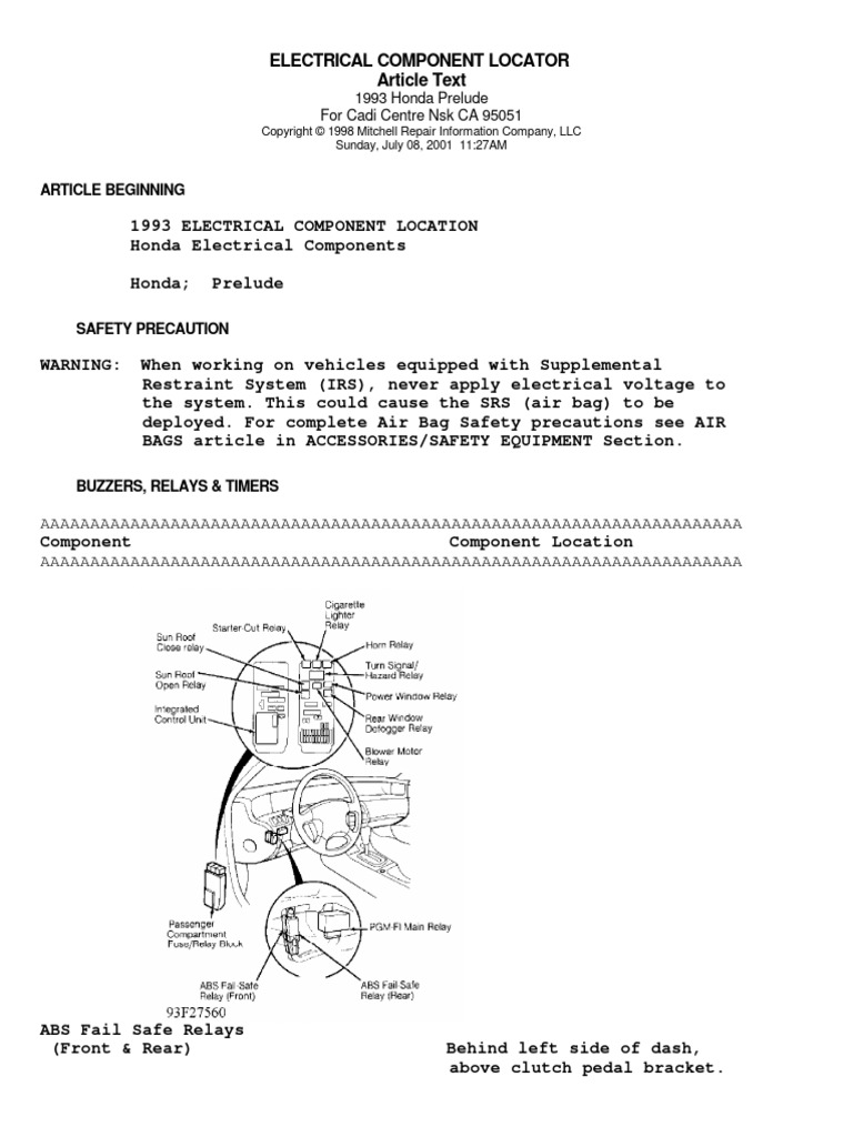 Electrical Component Locator | PDF | Anti Lock Braking System | Airbag