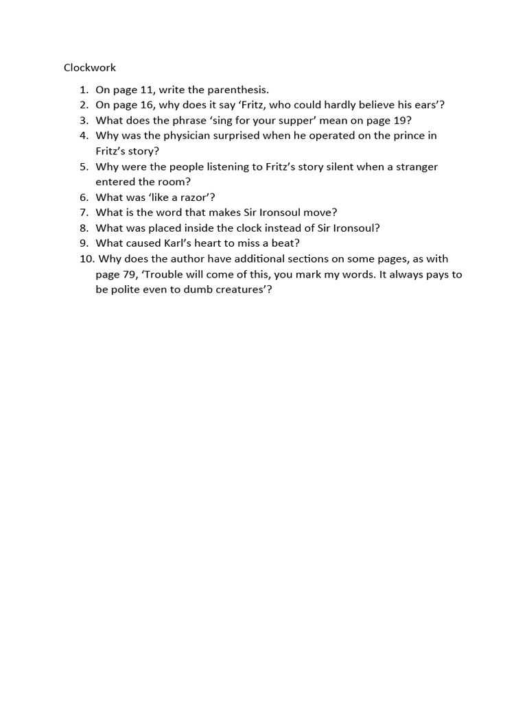 Clockwork Comprehension | PDF