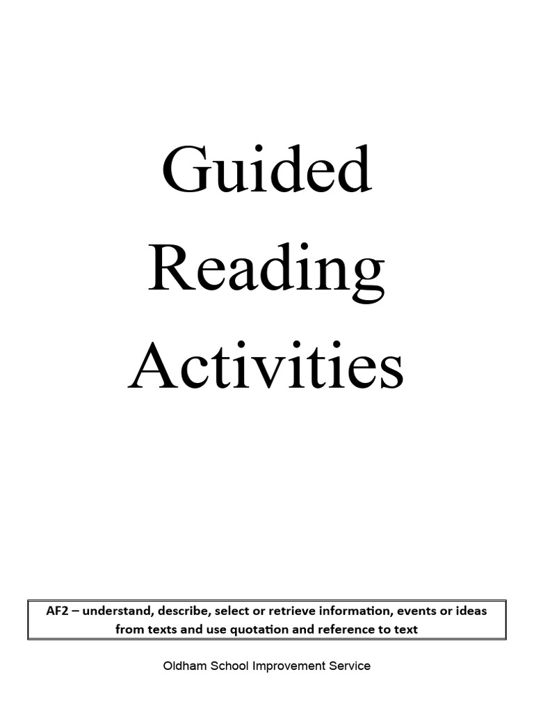 Guided Reading Follow-On Activities | PDF | Books | Word