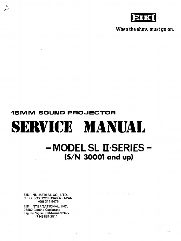 2009 Eiki Slii Service Manual | PDF