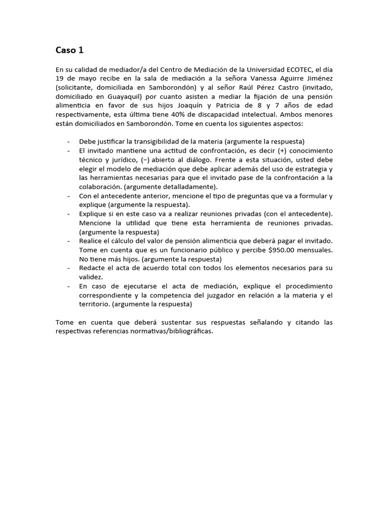 Casos Prácticos Mediación Familiar Pdf