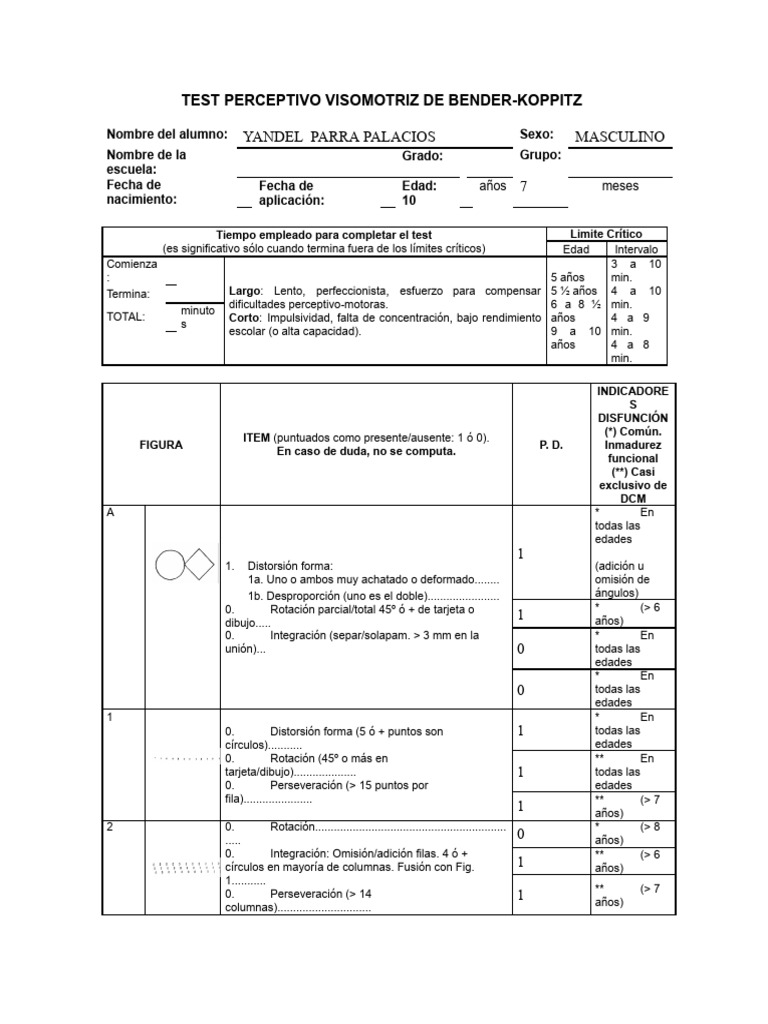 TEST BENDER - Docx FORMATOS | Descargar gratis PDF | Geometría