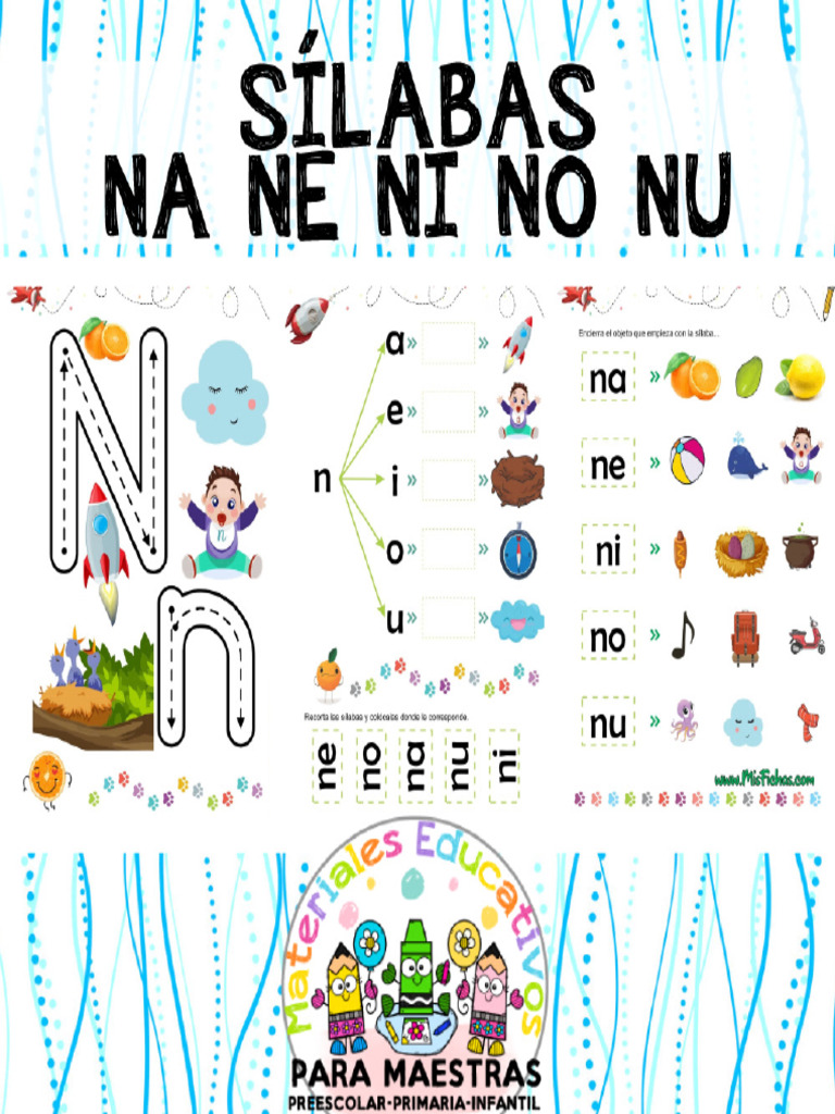 Fichas de Sílabas Na Ne Ni No Nu Por Materiales Educativos Maestras | PDF