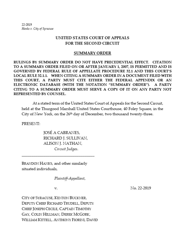 Court of Appeals Officer Brandon Hanks' Claim Dismissed | PDF | Civil ...