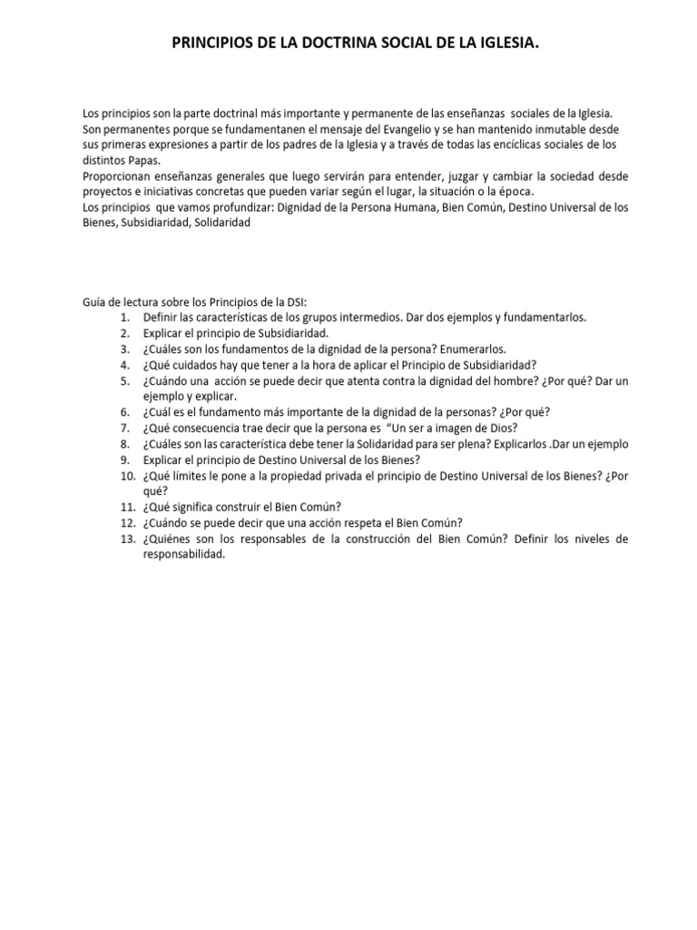 Principios de la Doctrina Social | PDF | Religión y espiritualidad