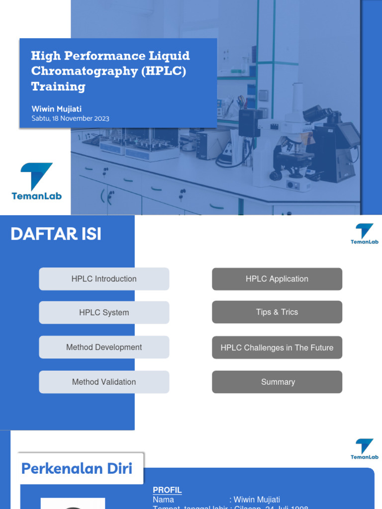 HPLC Training 18112023 - Teman Lab | PDF