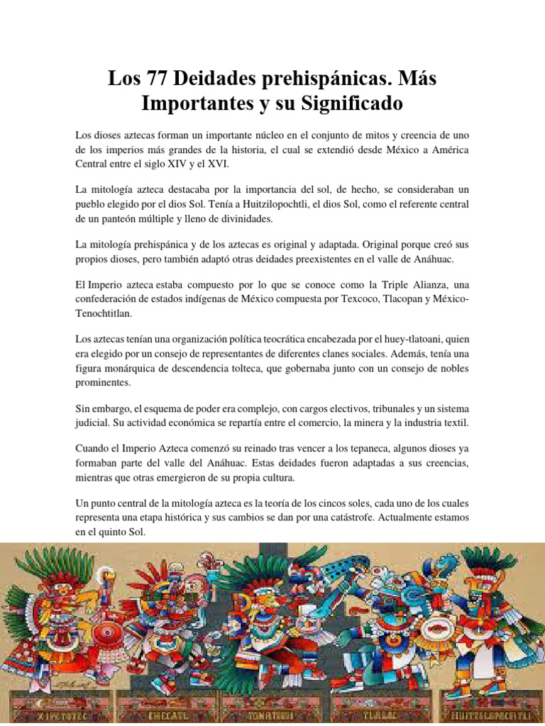 77 Deidades Prehispánicas y su Significado | PDF