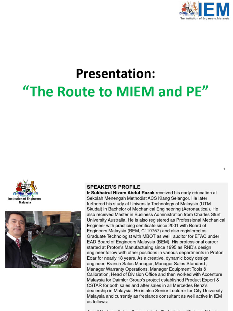 The Route To MIEM and PE | PDF | Competence (Human Resources) | Engineer