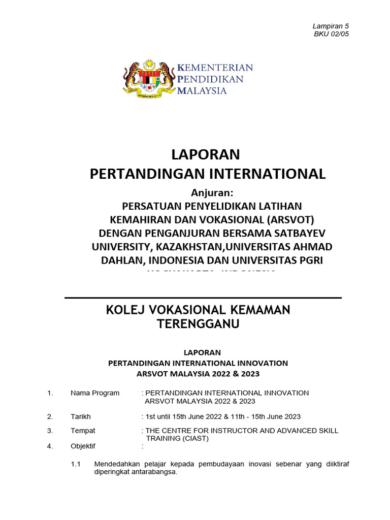Laporan Pertandingan Inovasi Antarabangsa | PDF | Bisnis | Seni