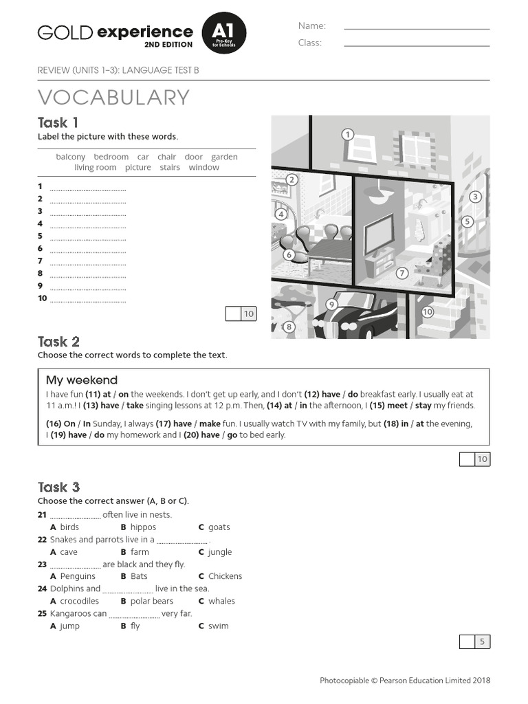 Gold Exp A1 U1to3 Review Lang Test B | PDF