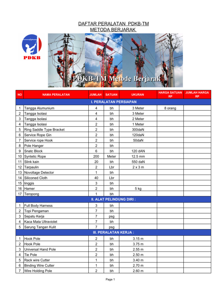 Daftar Peralatan PDKB TM Berjarak | PDF | Insulator (Electricity) | Machines