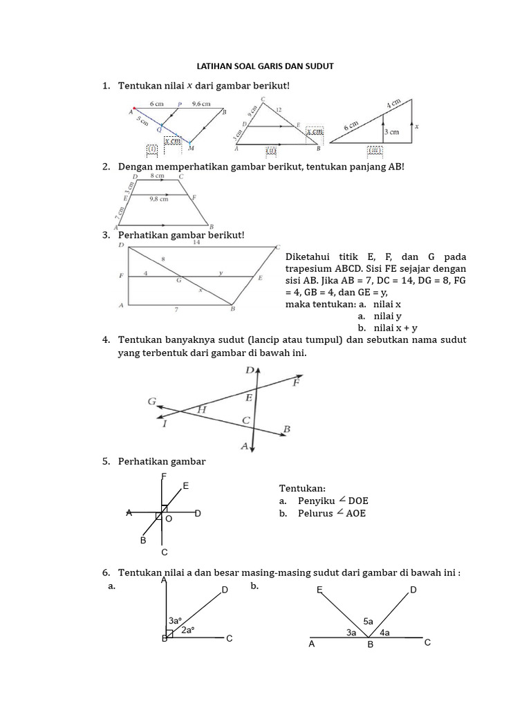LATIHAN SOAL GARIS DAN SUDUT | PDF