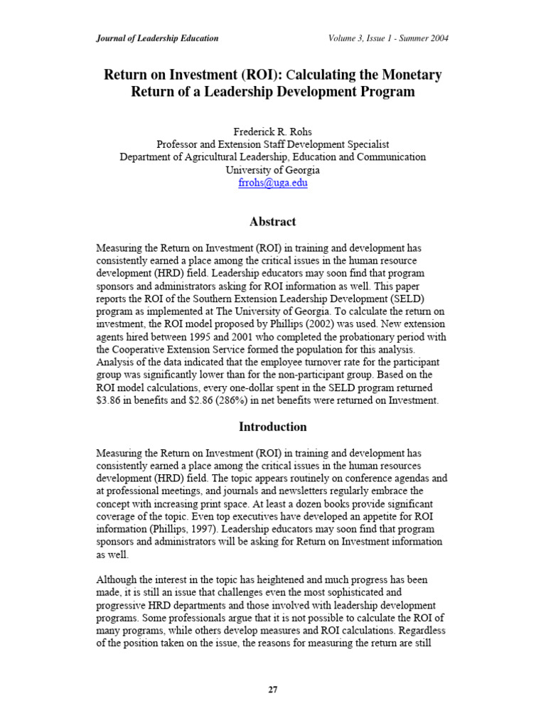 3 1 Rohs | PDF | Return On Investment | Leadership