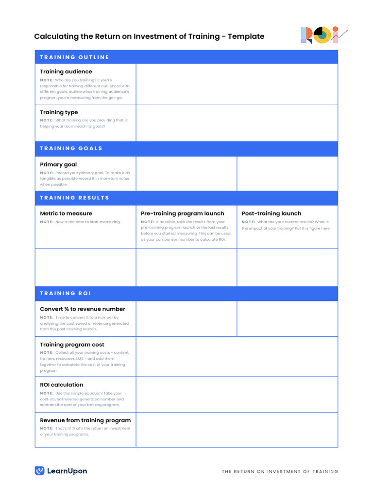 Training ROI Calculation Template | PDF | Career & Growth
