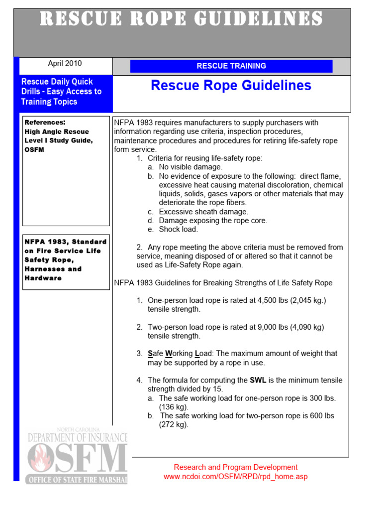 Rescue Rope Guidelines | PDF | Rope | Physical Sciences