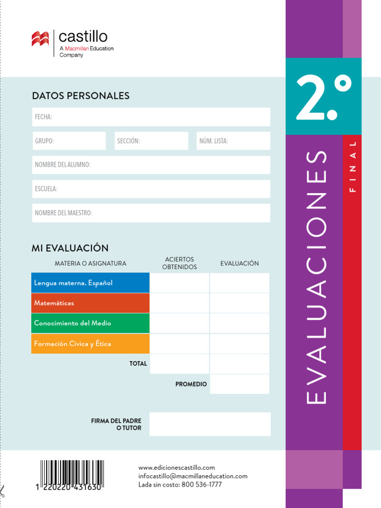 Examen Final Segundo Grado Primaria | PDF | Multiplicación