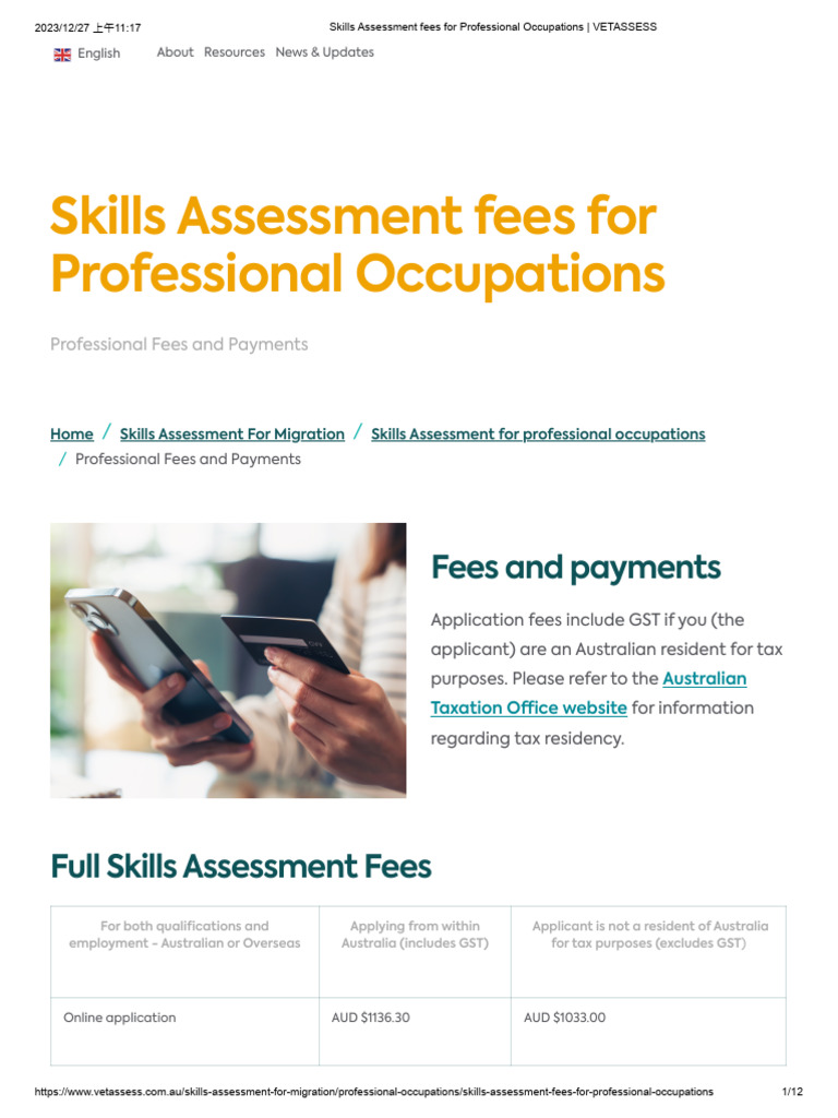 VETASSESS Skills Assessment Fees | PDF | Taxes | Fee