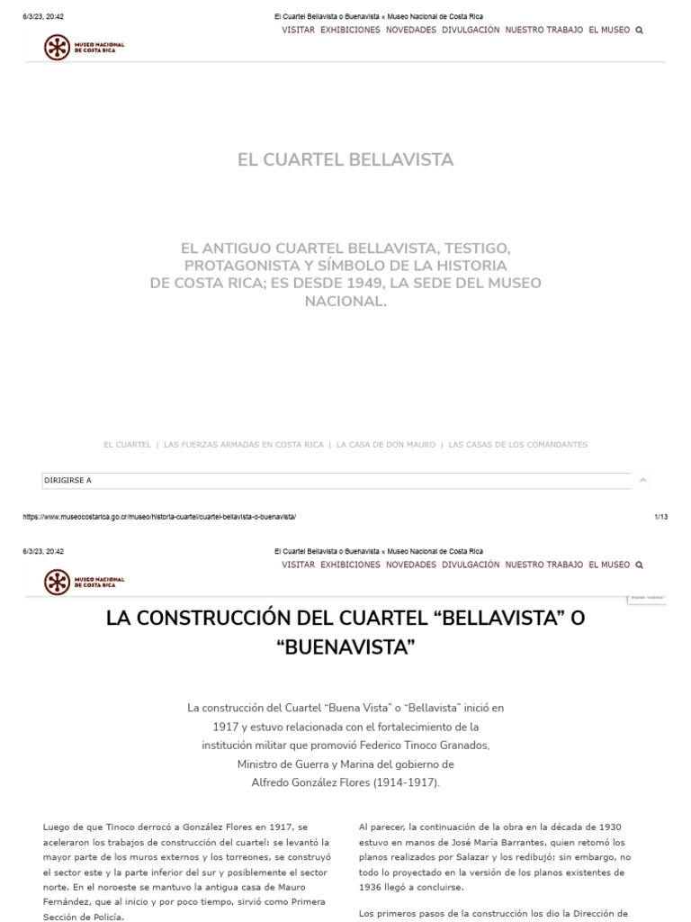 El Cuartel Bellavista o Buenavista Museo Nacional de Costa Rica | PDF ...