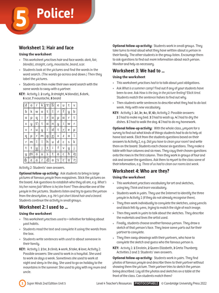 SM2ed Teacher's Resources Worksheet F L4 U5 | PDF