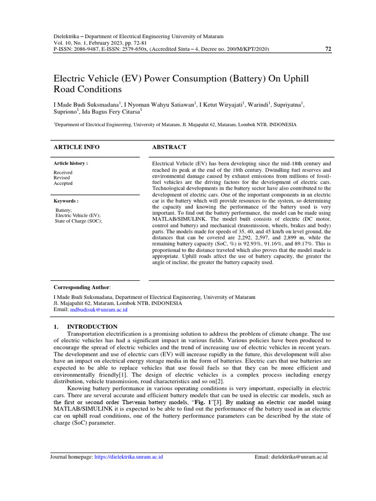 Electric Vehicle (EV) Power Consumption | PDF | Electric Vehicle | Electric Motor