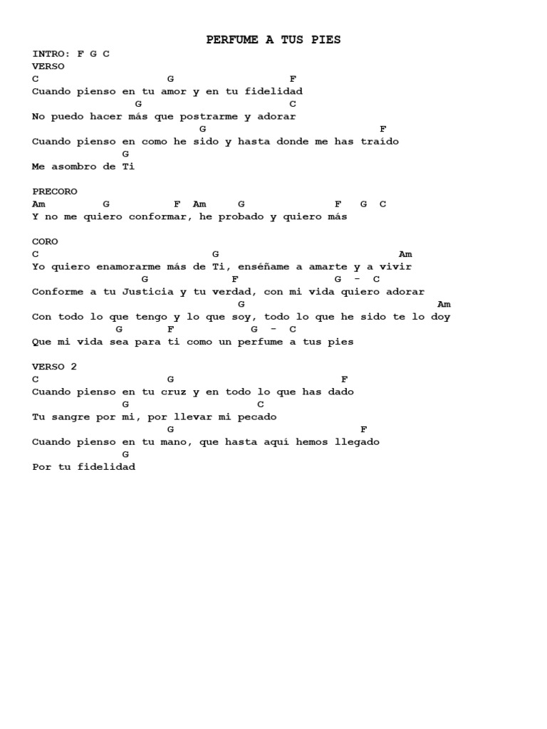 Perfume a Tus Pies Lyrics and Chords | PDF