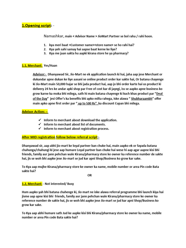 Script of MID & Referral | PDF