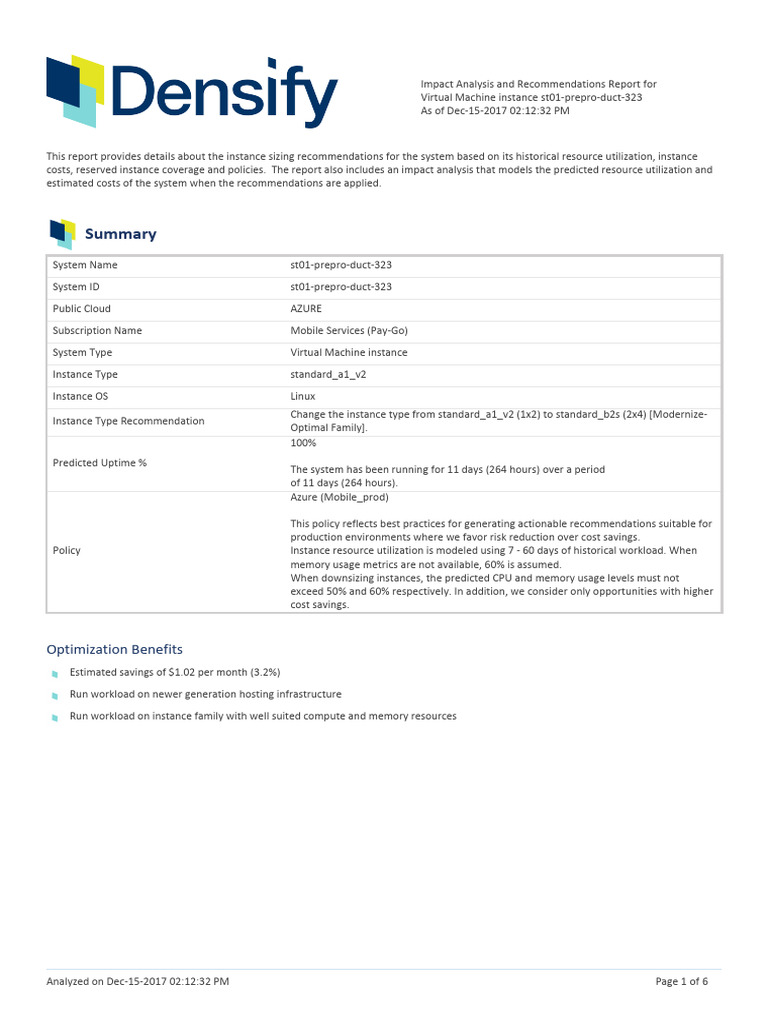 Densify Report Infrastructure Impact Analysis Recommendations | PDF | Cloud Computing | Computer ...