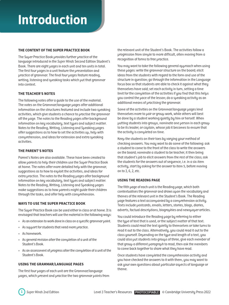 SM2ed Super Practice Book L3 Teacher's Notes | PDF | Reading ...