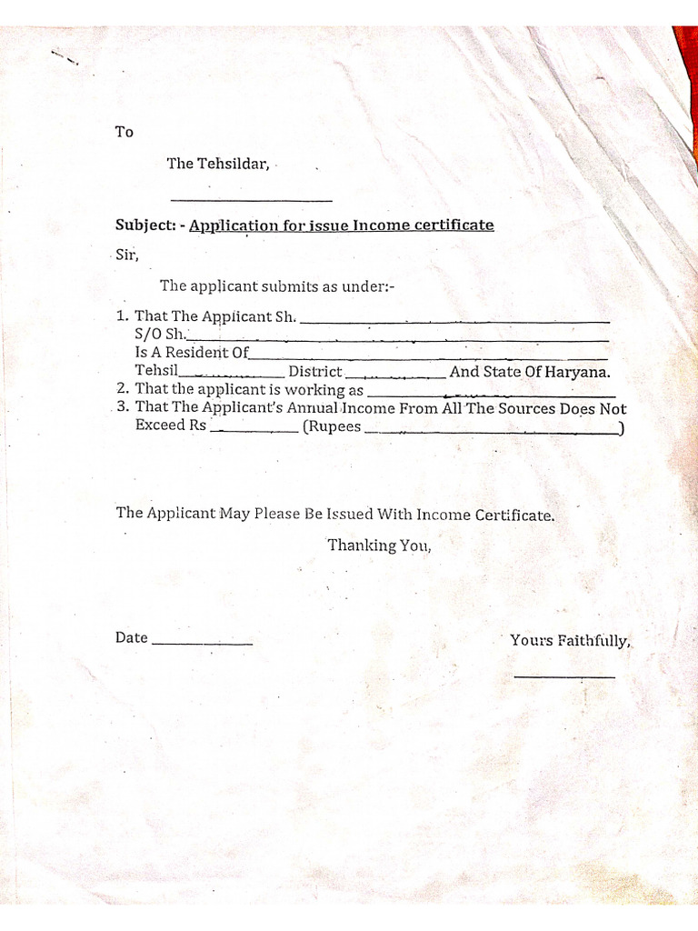 income certificate student | PDF