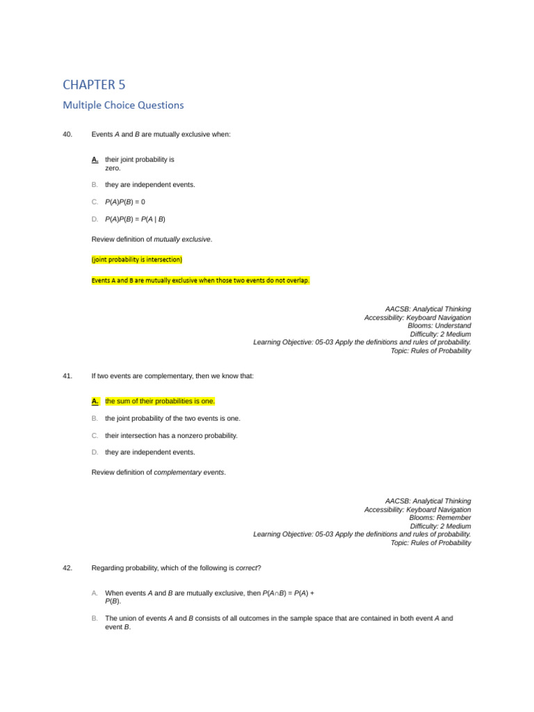 CHAP 5 Multiple Choice | PDF