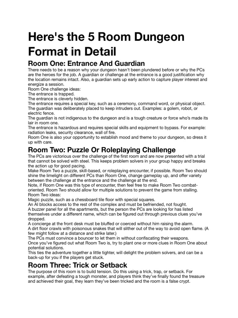 Here's The 5 Room Dungeon Format in Detail | PDF