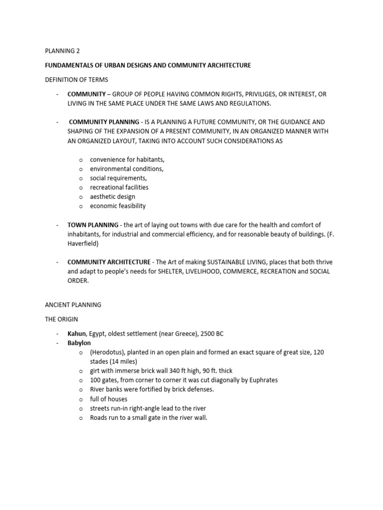 PLANNING 2 Midterm Reviewer | PDF | Urban Design | Space