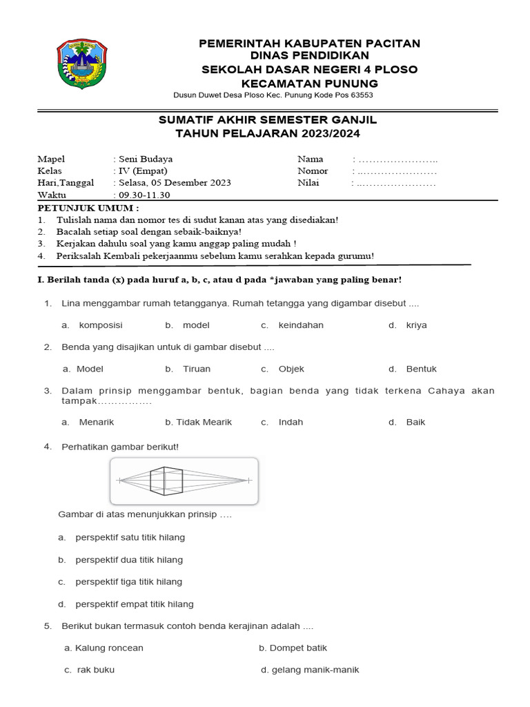 Sd Seni Rupa Kelas 4 Sumatif Akhir Semester Pdf
