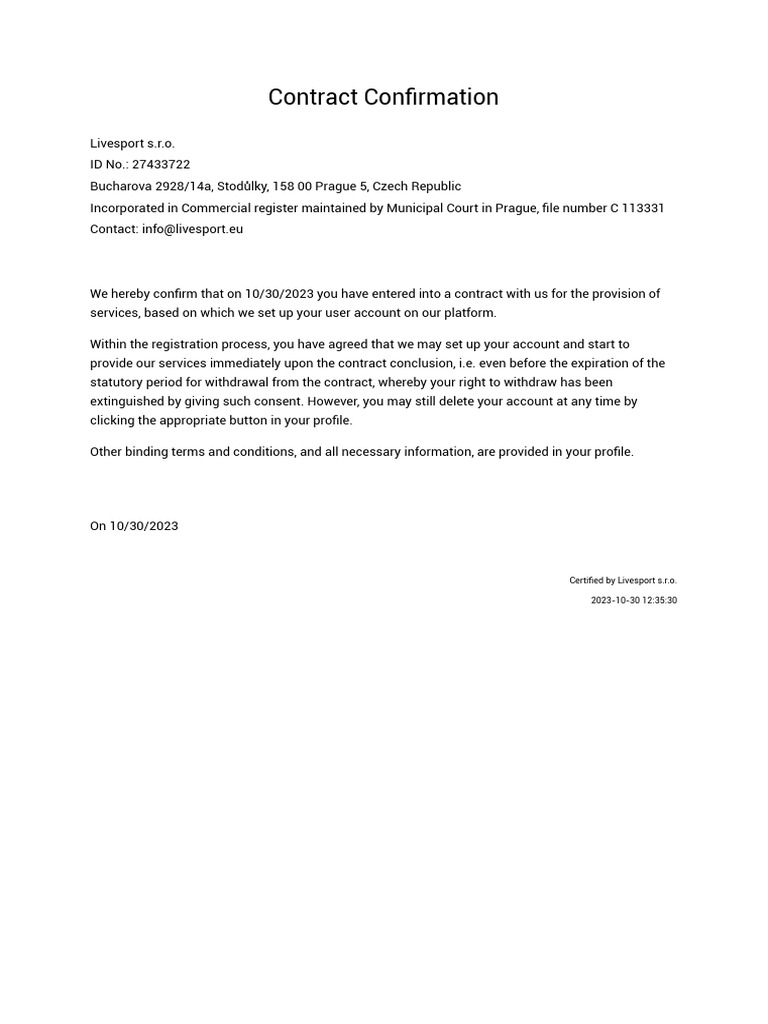 Contract Confirmation | PDF