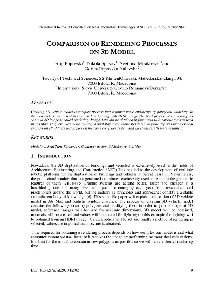 Comparison Of Rendering Processes On 3d Model Pdf Rendering Computer Graphics 3 D 3423