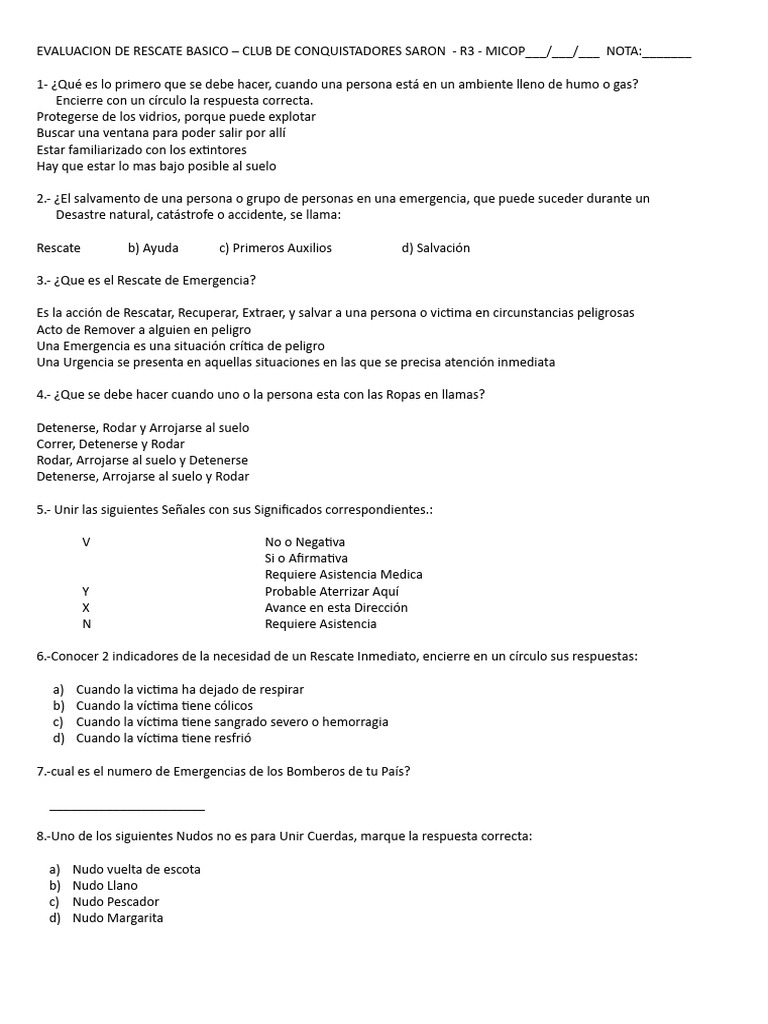 Evaluacion de Rescate Basico | PDF