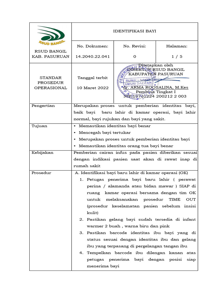 SKP 1 Ep 1 Identifikasi Bayi 2022 | PDF