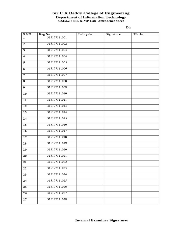 Atendence Sheet | PDF