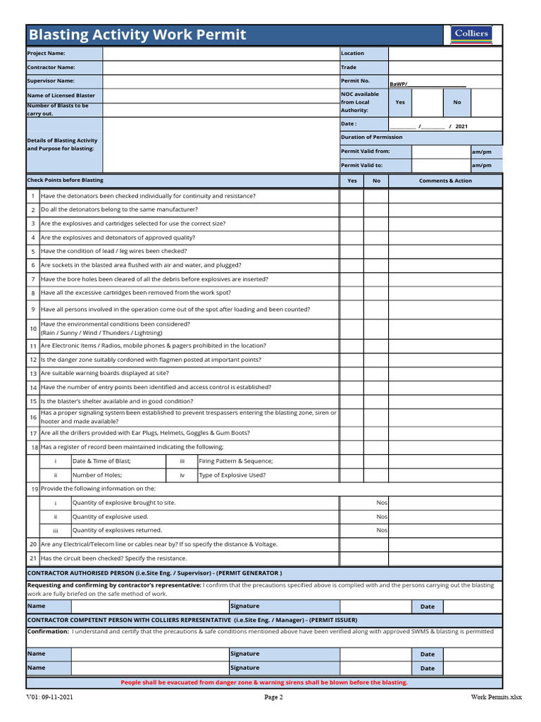 Blasting Work Permit | Download Free PDF | Electronics | Electromagnetism