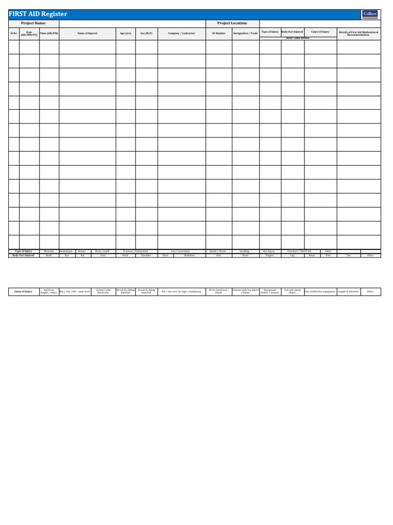 First Aid Log Register | PDF