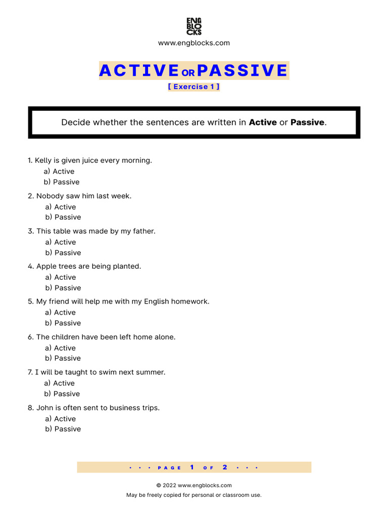 Active or Passive Exercise 1 | PDF