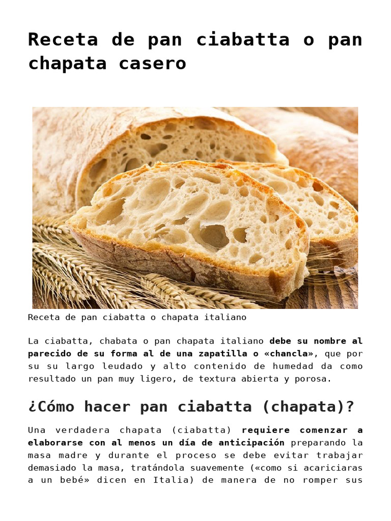 Receta de pan ciabatta casero | PDF | Panes | De masa fermentada