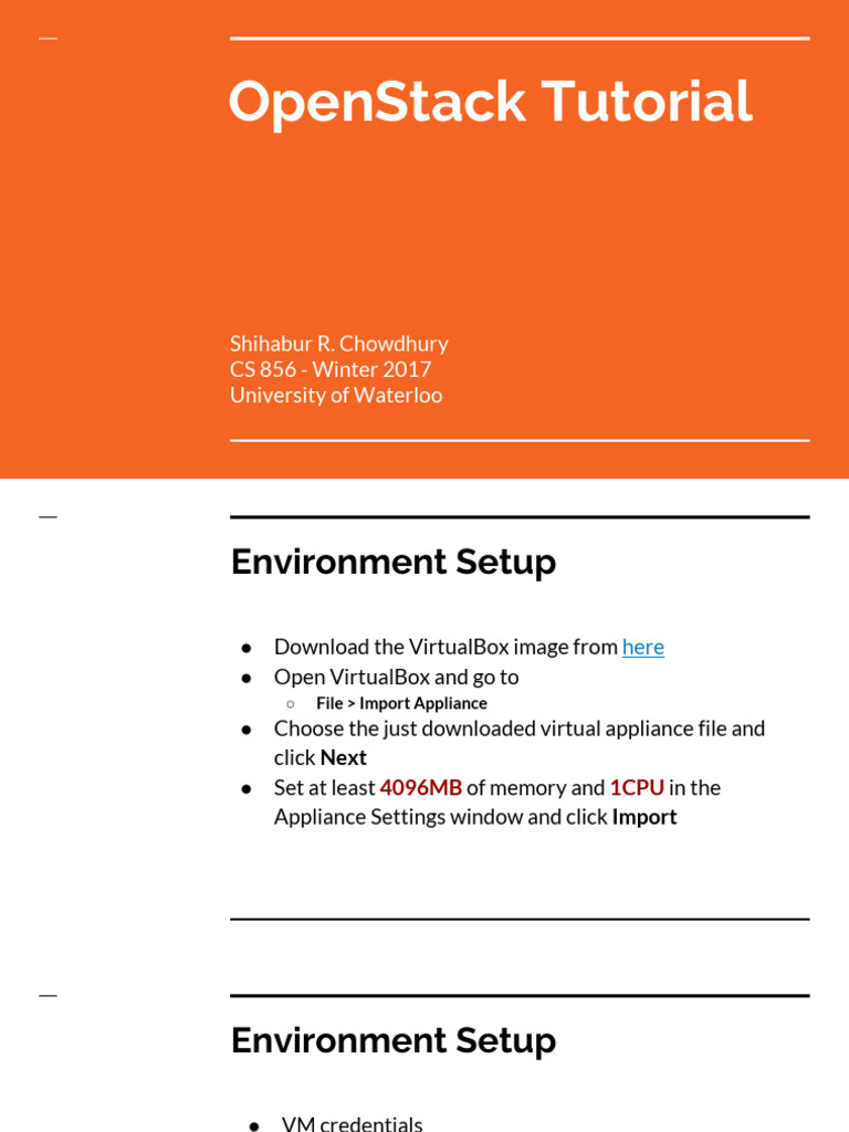 Openstack Tutorial Pdf Open Stack Virtual Machine
