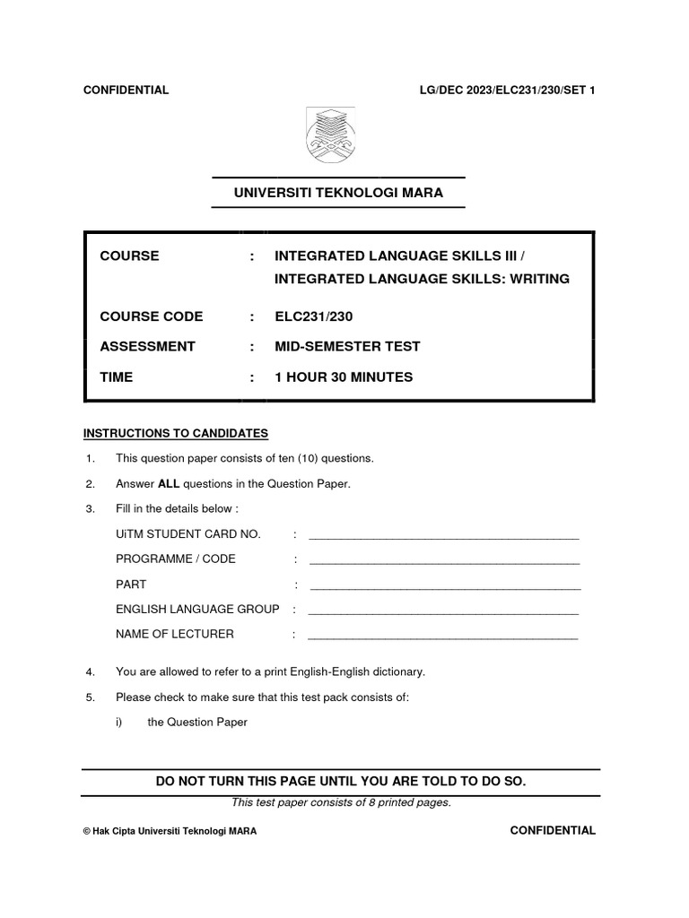 Elc231 - Mid Sem - QP (Set 1) | Download Free PDF | Obesity