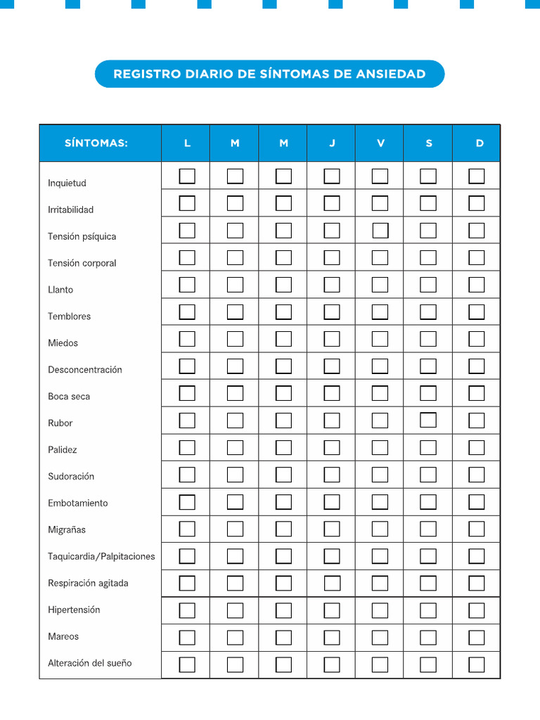 20 - Registro Diario de Síntomas de Ansiedad | PDF