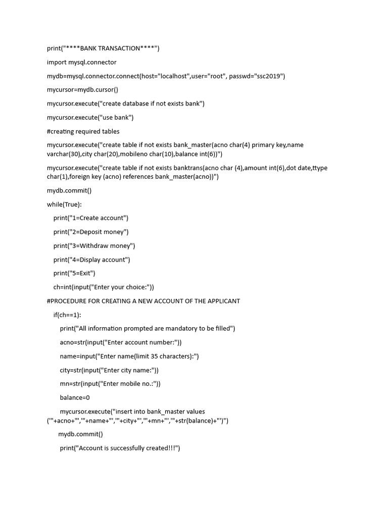 Bank Transaction Management System | PDF | Databases | Information ...